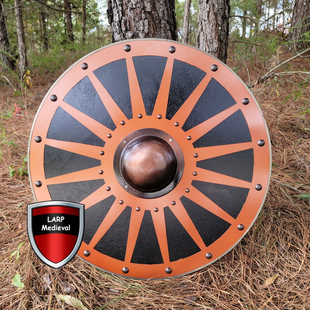 Functional Wood and Steel Wheel Buckler Medieval Round Crusader Shield ...