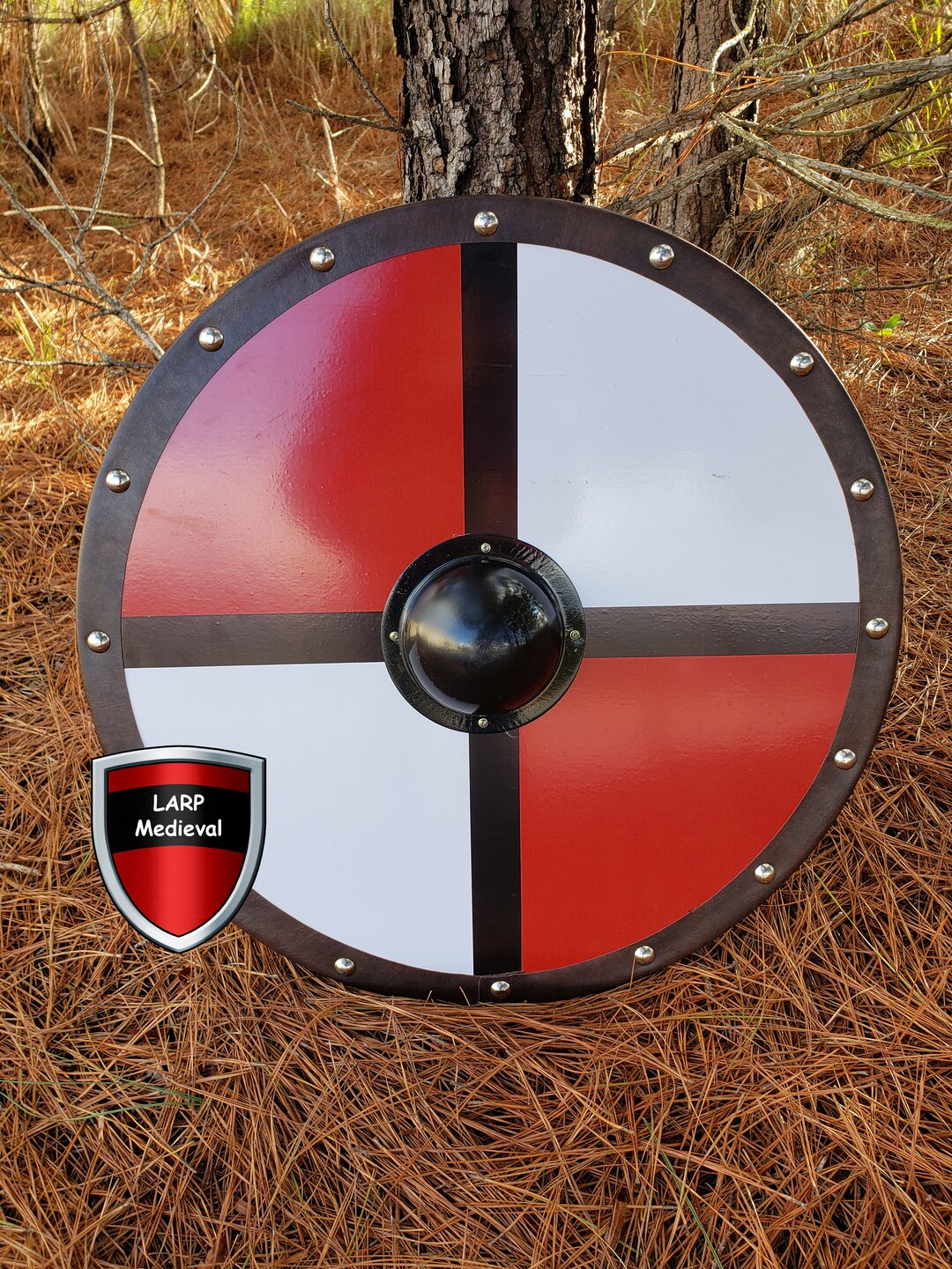 Viking Knight Templar Medieval Quadrant Norse Wooden Round Battle Ready ...