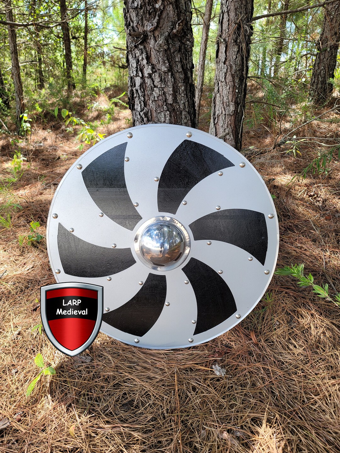 Nordic Metallic Silver Spiral Medieval Norse Historical Wooden Viking ...