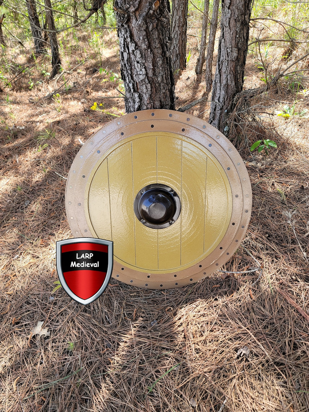 Escudo redondo nórdico vikingo de Svalinn hecho a mano con empuñadura ...