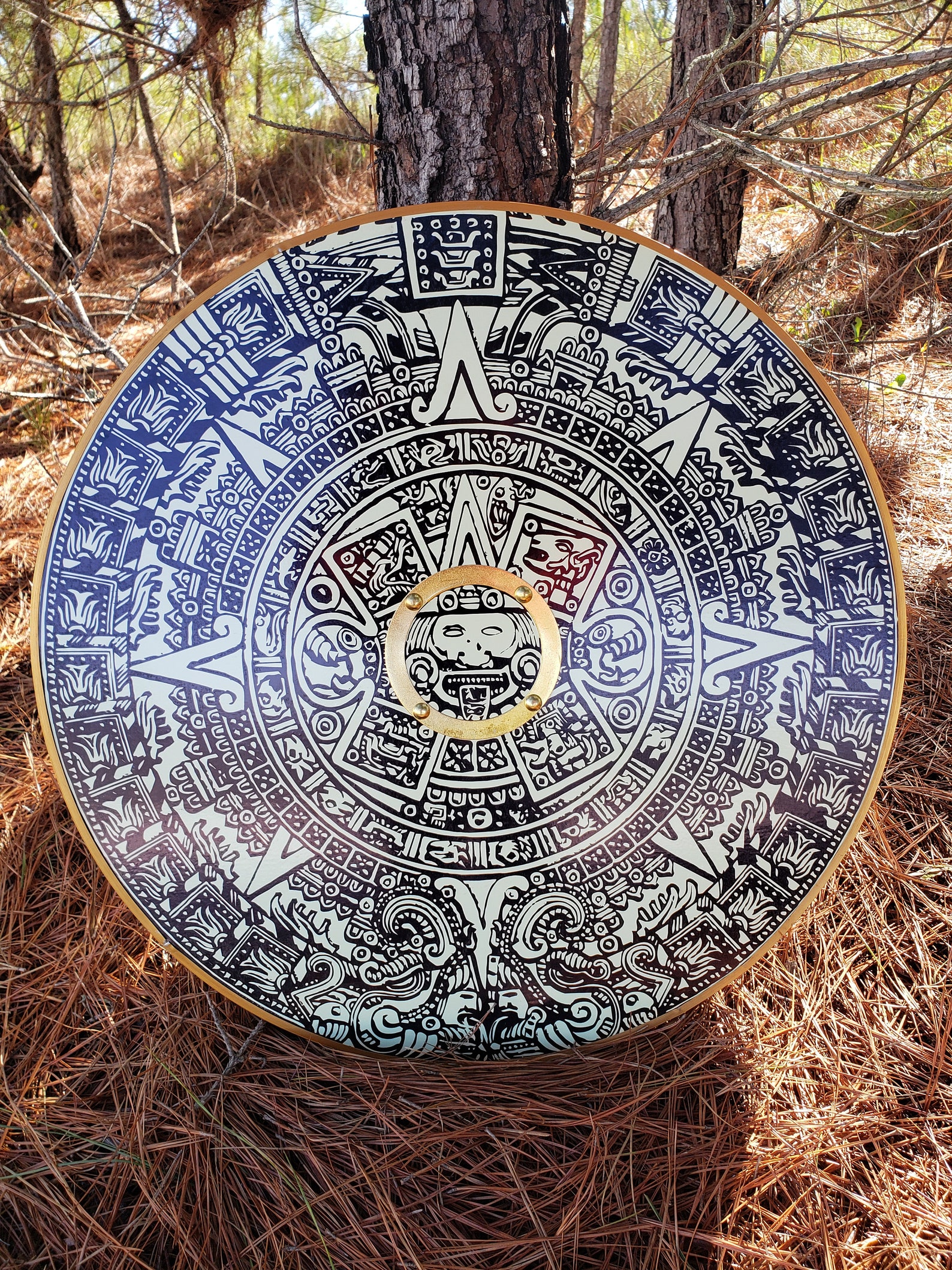 Aztec Mayan Sun Calendar Wooden Shield Wall Art Plaque | Etsy