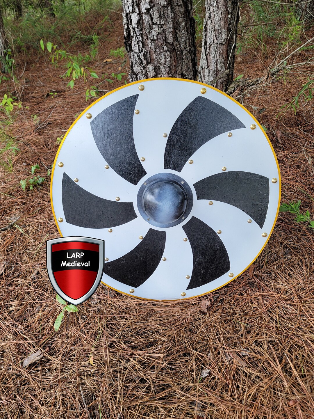 Nordic Metallic Spiral Medieval Norse Historical Wooden Viking Round ...