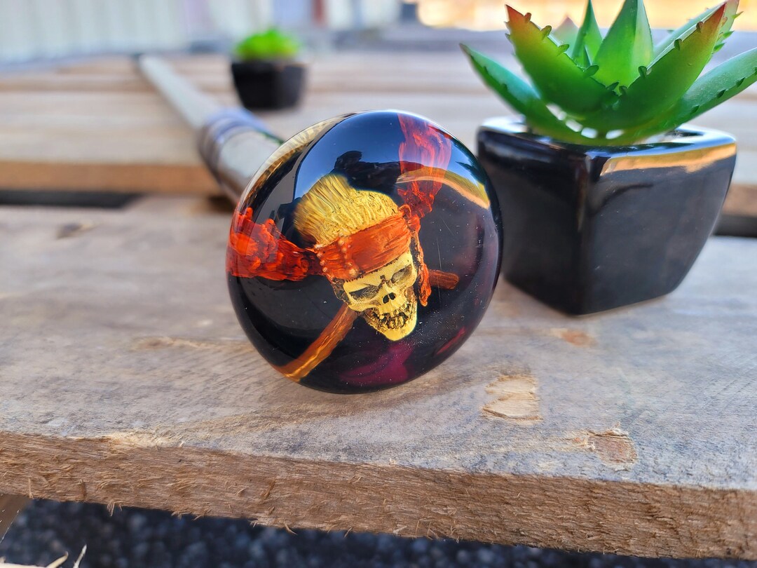 Acrylic Pirate Skull Walking Cane Solid Stainless Steel Shaft 34 Inches ...