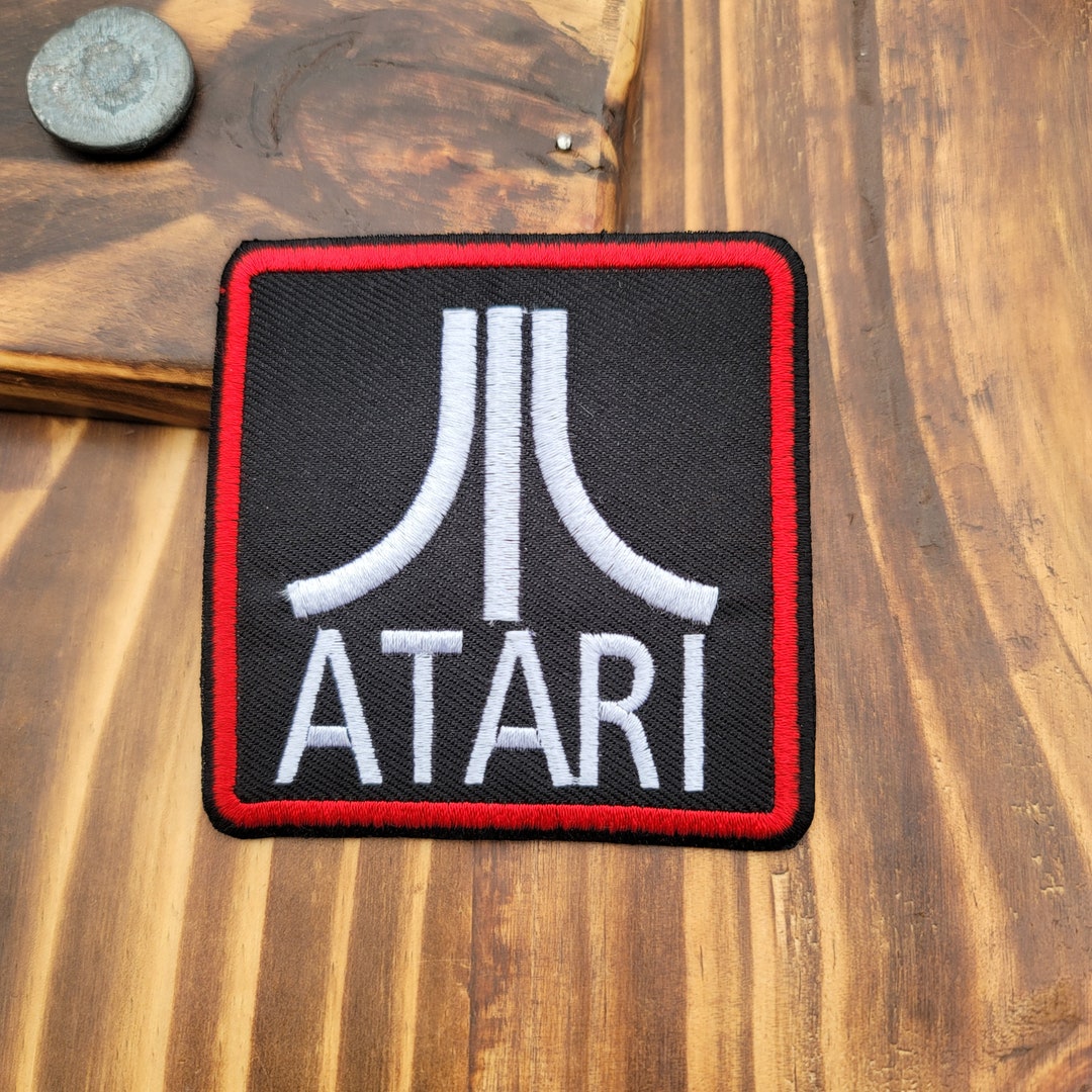 Embroidered Square Atari Logo Iron on Sew on Applique Gamers Patch for Jackets Hats Upcycling ...