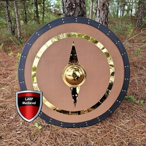 Royal Middle Ages Holy Knight Leather Wrapped Medieval Handmade Round ...