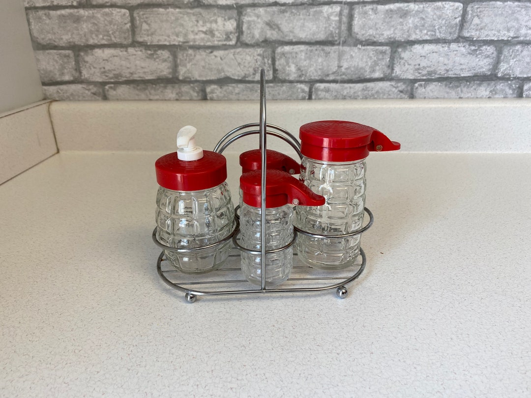 Vintage Table Top Condiment Set, Salt and Pepper, Sugar, Ketchup ...