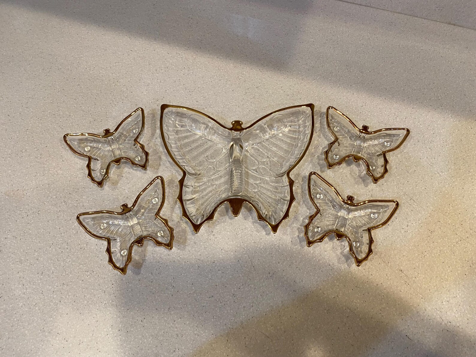 Vintage Butterfly Gold Edged Dish Set, Large Butterfly Serving Dish ...
