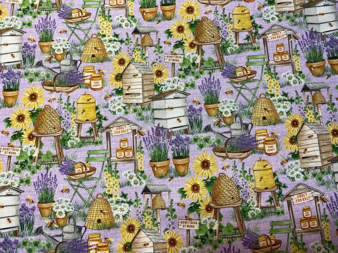 Fabric, Busy Bee Farm, Bee Culture by Michael Miller, by the Yard, Half ...