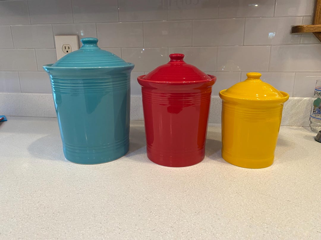 Fiestaware Canister Set of 3, Retro Bright Colors, Turquoise, Scarlet ...
