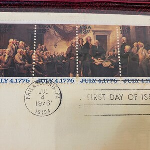Vintage US Bicentennial First Issue Stamps Set, July 4 1976, in Red ...