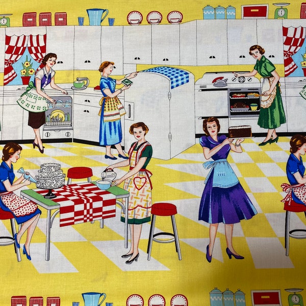 Retro Kitchen Fabric - Etsy