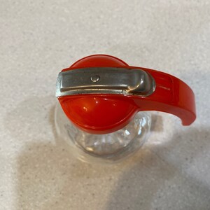 Vintage Set, Syrup Pitcher and Sugar Shaker, Red and Green Tops, Glass ...