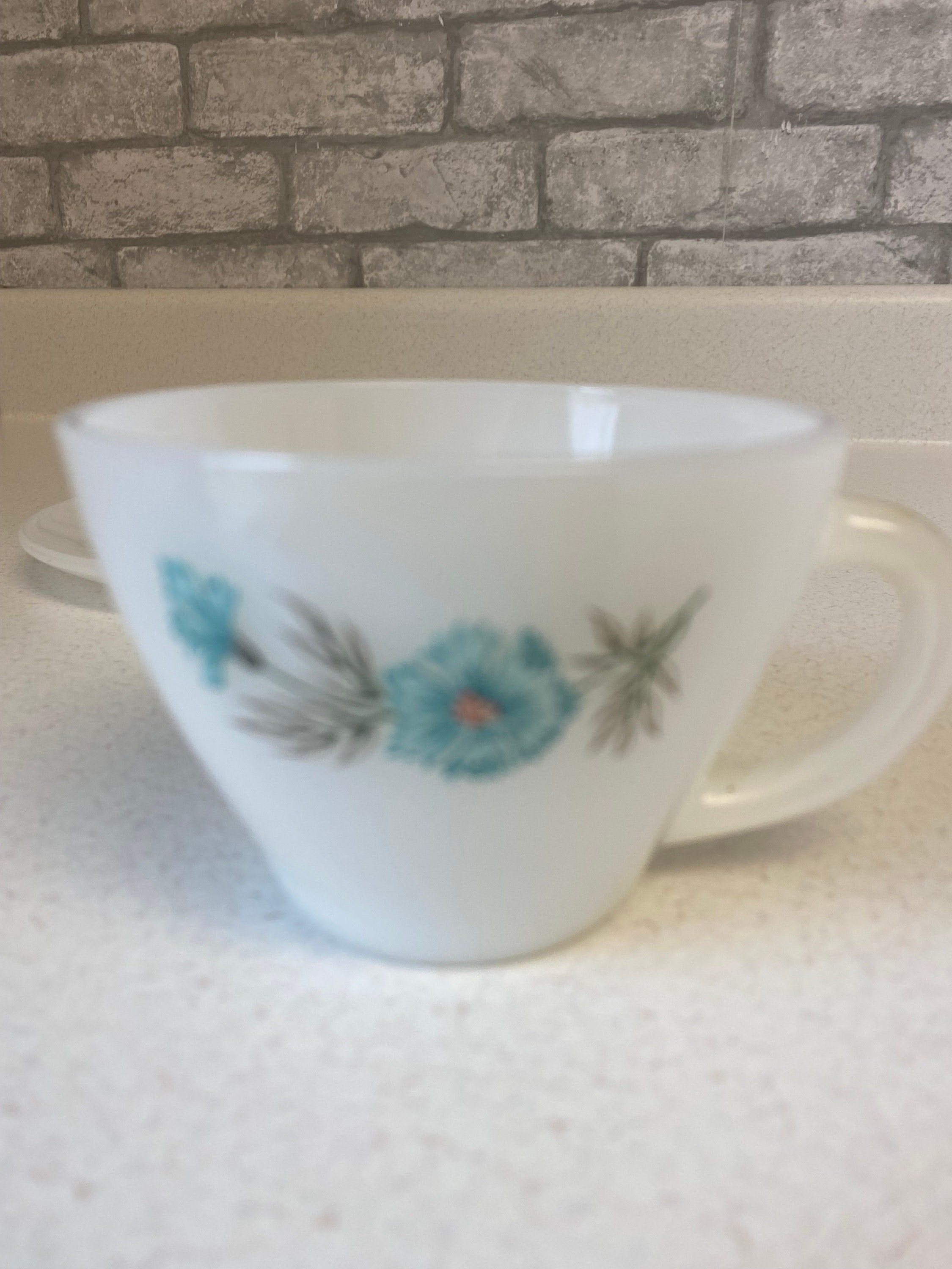 Vintage Fire King Teacup and Saucer Set, Bonnie Blue, Blue Carnation ...