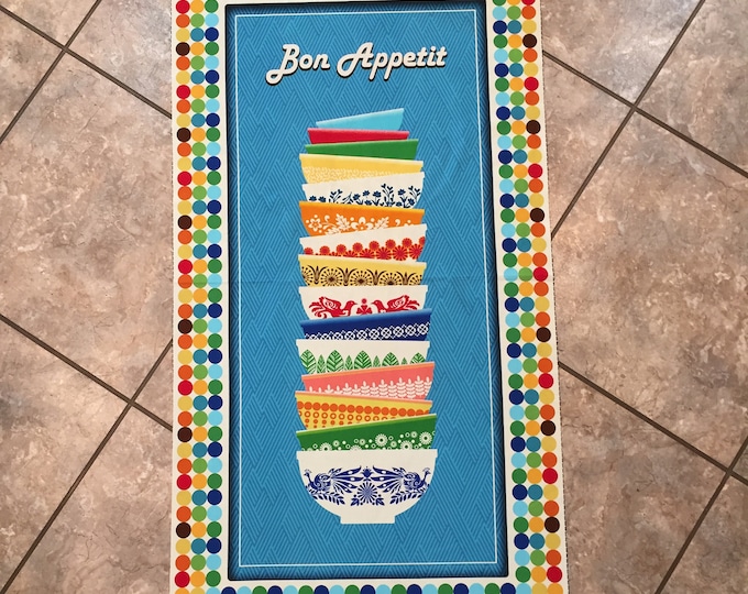 Fabric Panel for Crafting, Vintage Dishes, Pyrex Look, Fifties Print ...