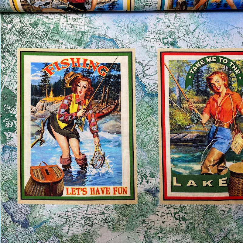 Vintage Lake Cabin Fabric - Etsy