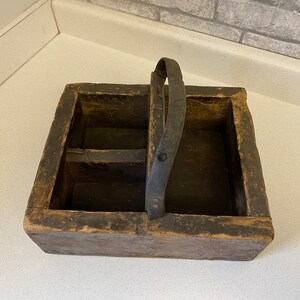 Vintage Wooden Box, Leather Handle, Tool Box, Tote, Caddy, Farmhouse ...