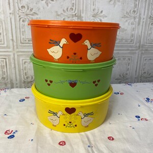 Vintage Tupperware Servalier Set, 3 Containers With Lids. Goose Decal ...