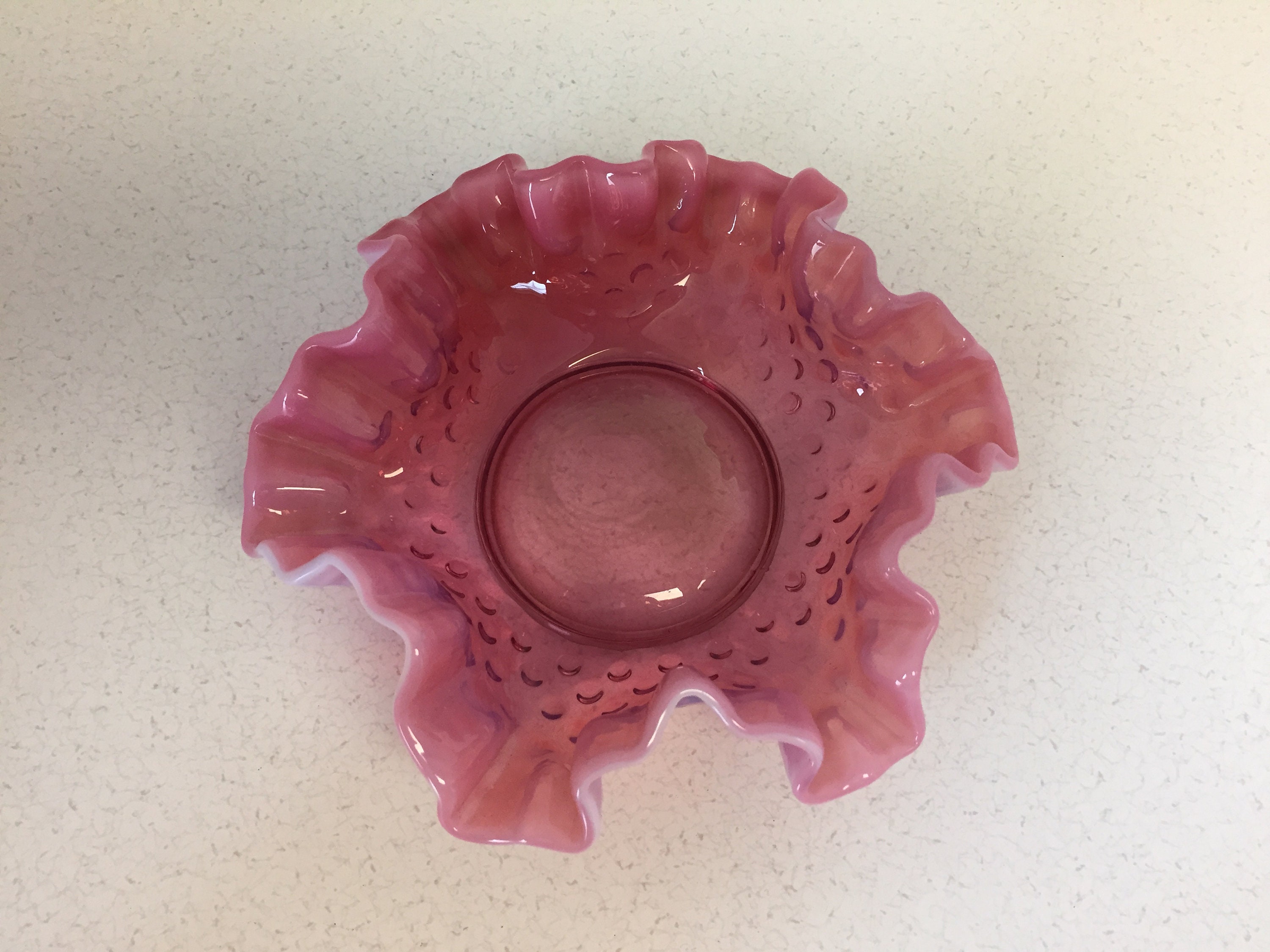 Vintage Fenton Cranberry Hobnail Bowl Ruffled Edge | Etsy