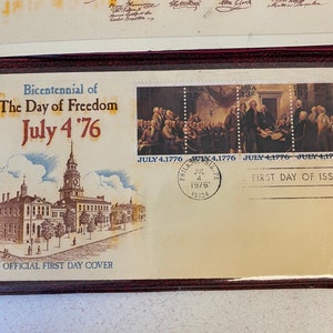 Vintage US Bicentennial First Issue Stamps Set, July 4 1976, in Red ...