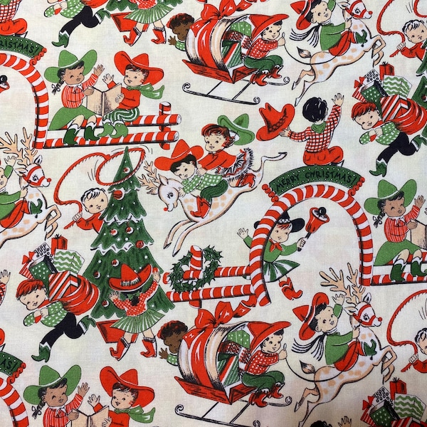 Retro Christmas Fabric - Etsy