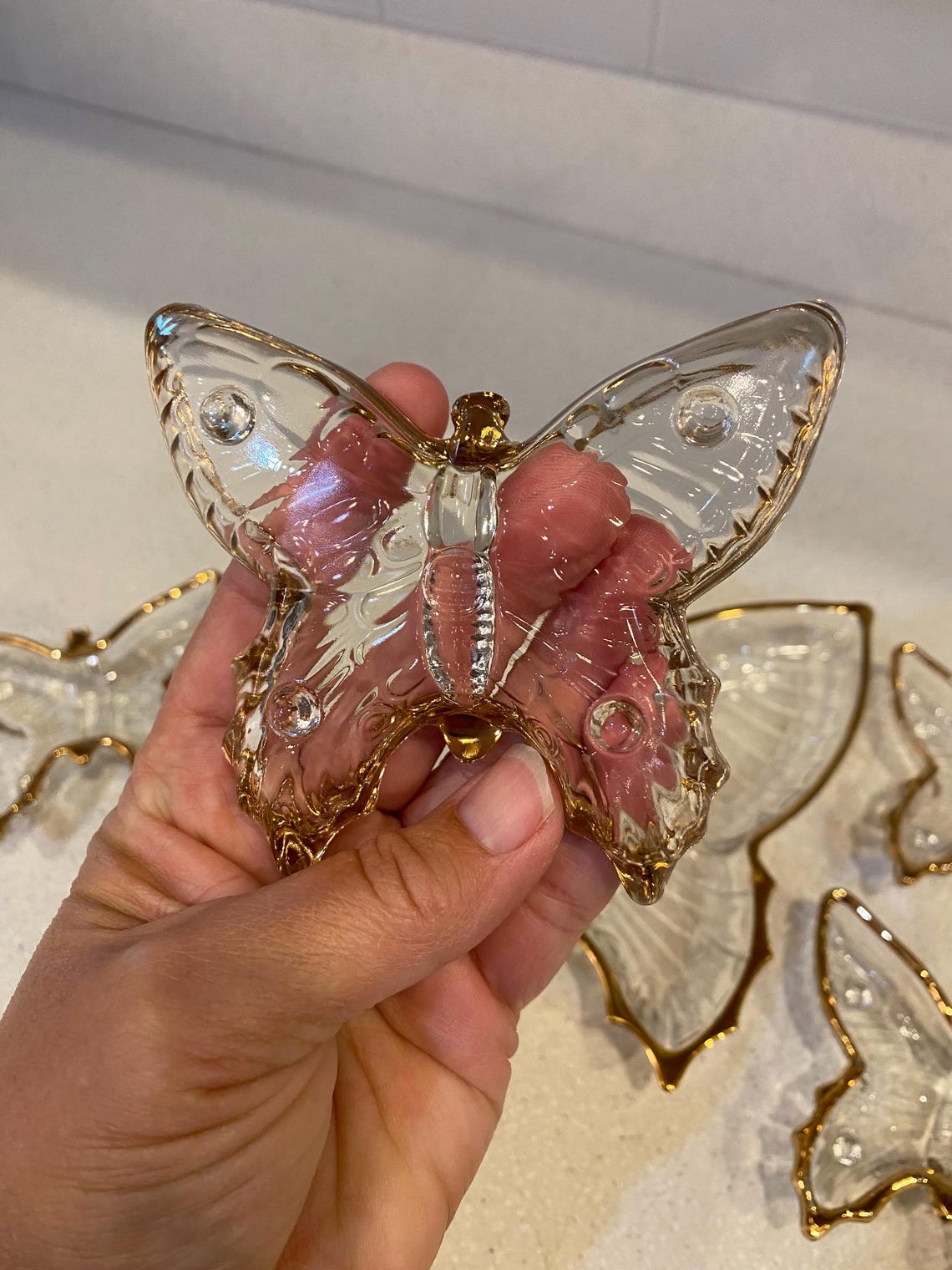 Vintage Butterfly Gold Edged Dish Set, Large Butterfly Serving Dish ...