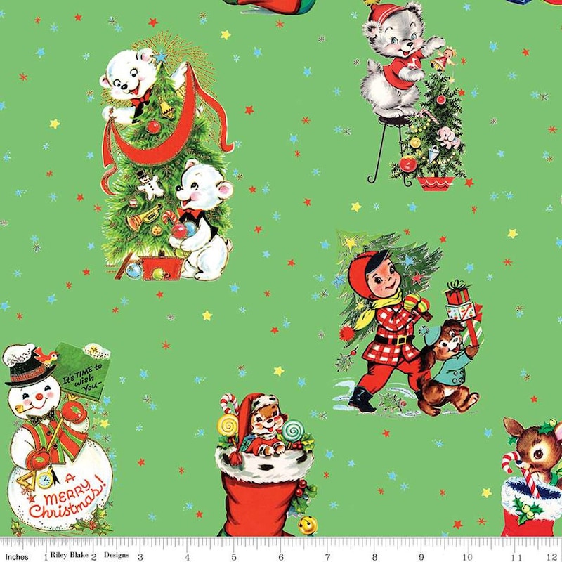 Retro Christmas Fabric - Etsy