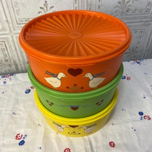 Vintage Tupperware Servalier Set, 3 Containers With Lids. Goose Decal ...