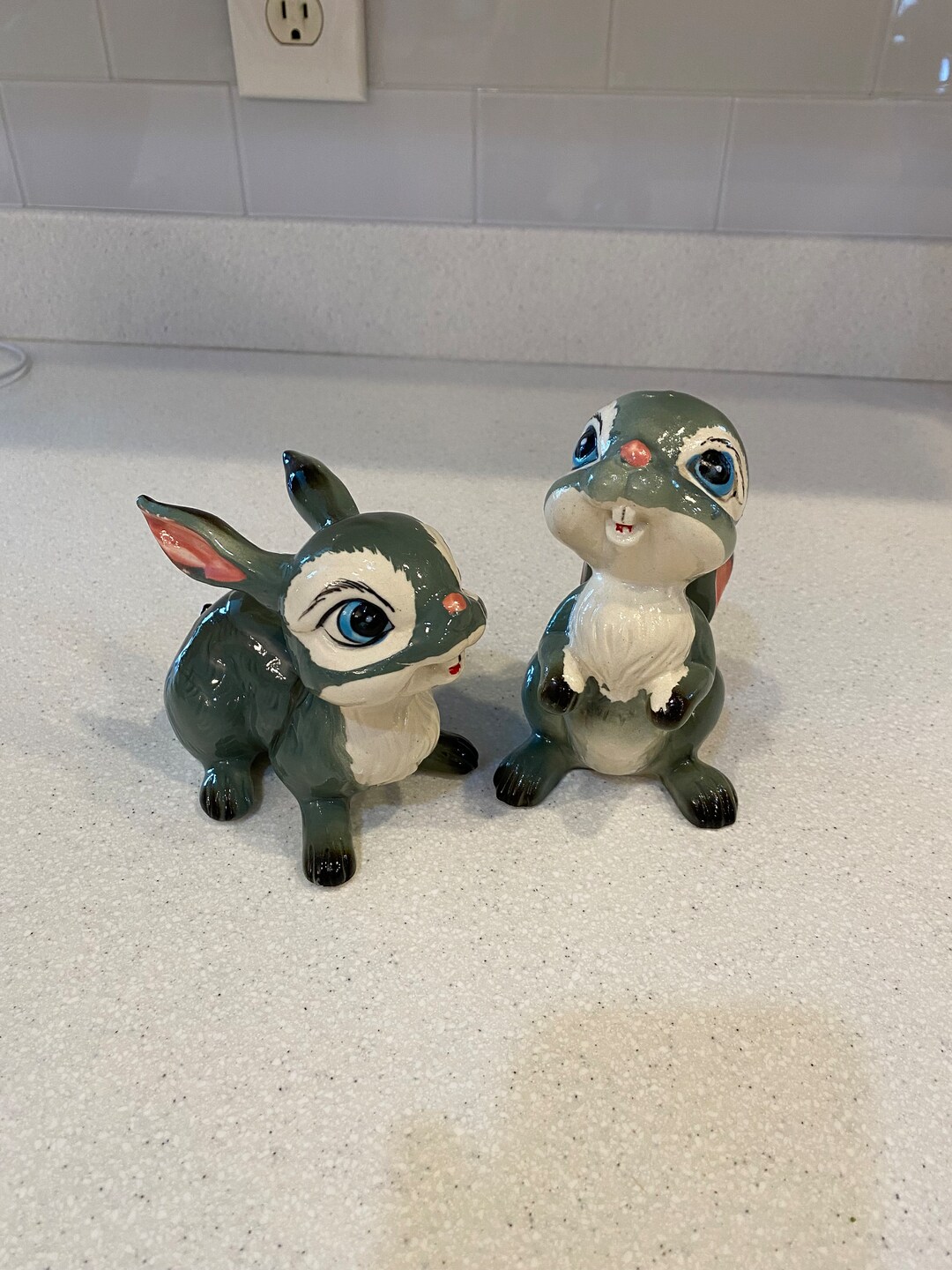Vintage Rabbit / Bunny Ceramic Figurines, Set of 2, Children's Story ...