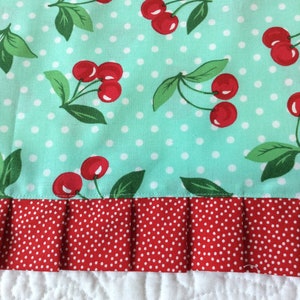 A. Retro Cherries Curtain, Valance, Fifties Style, Aqua and Red ...