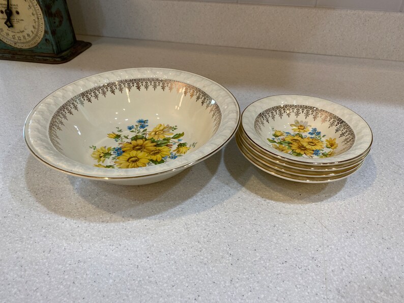 Vintage China Serving Set Serving Bowl With 4 Berry Bowls - Etsy