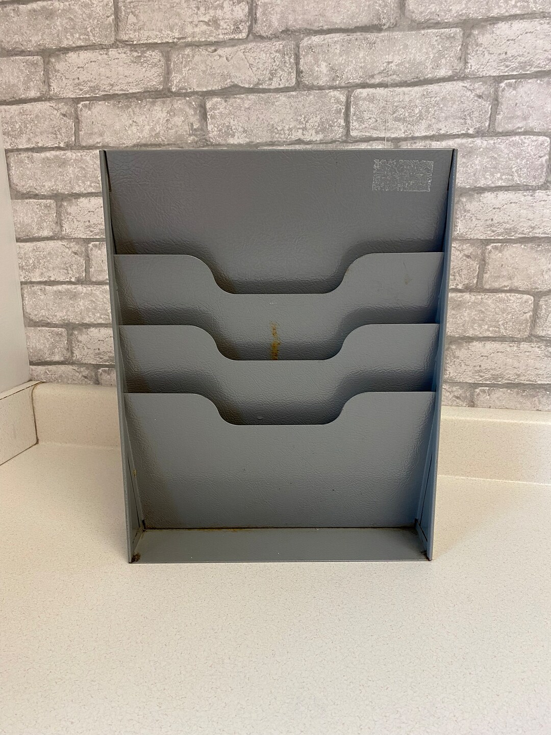 Vintage Industrial Metal Paper File Holder, Wall Mount or Freestanding ...