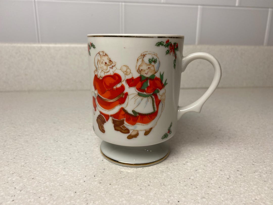 Vintage Lefton Mr & Mrs Claus Mug, Cup, Footed, Santa and Mrs Claus ...