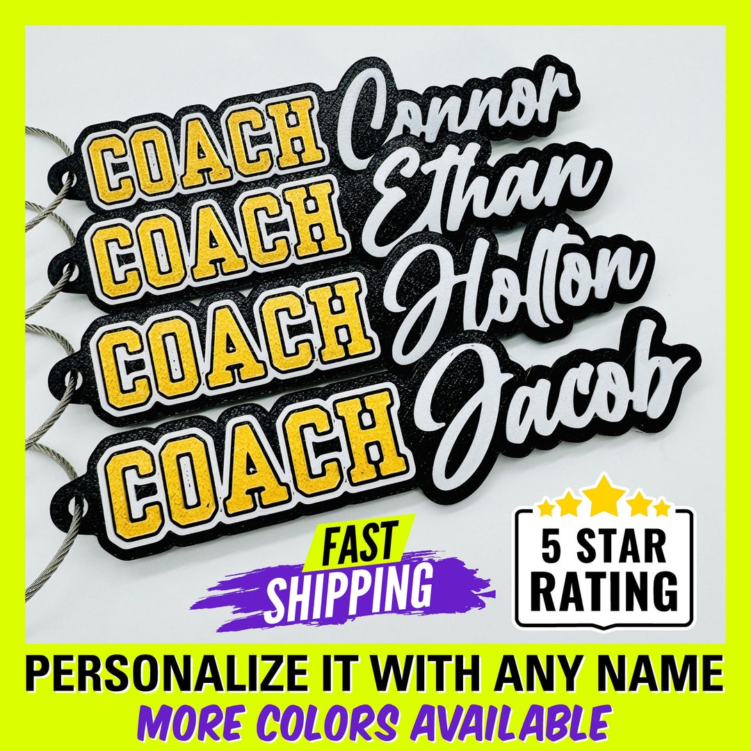 Personalized Coach's Bag Tag, Custom Coach's Keychain, Coach's Team ...