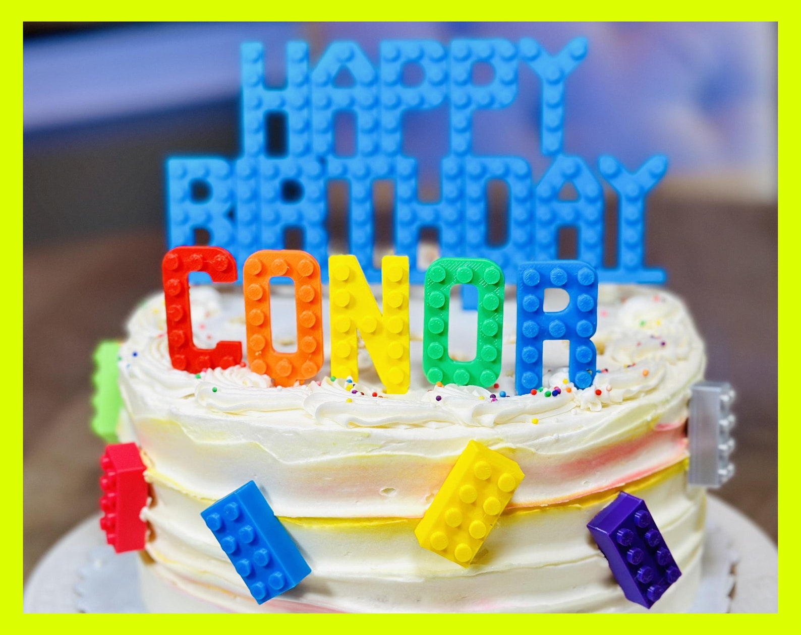 Mega Custom Brick Birthday Topper Cake Set, Personalized Happy Birthday ...