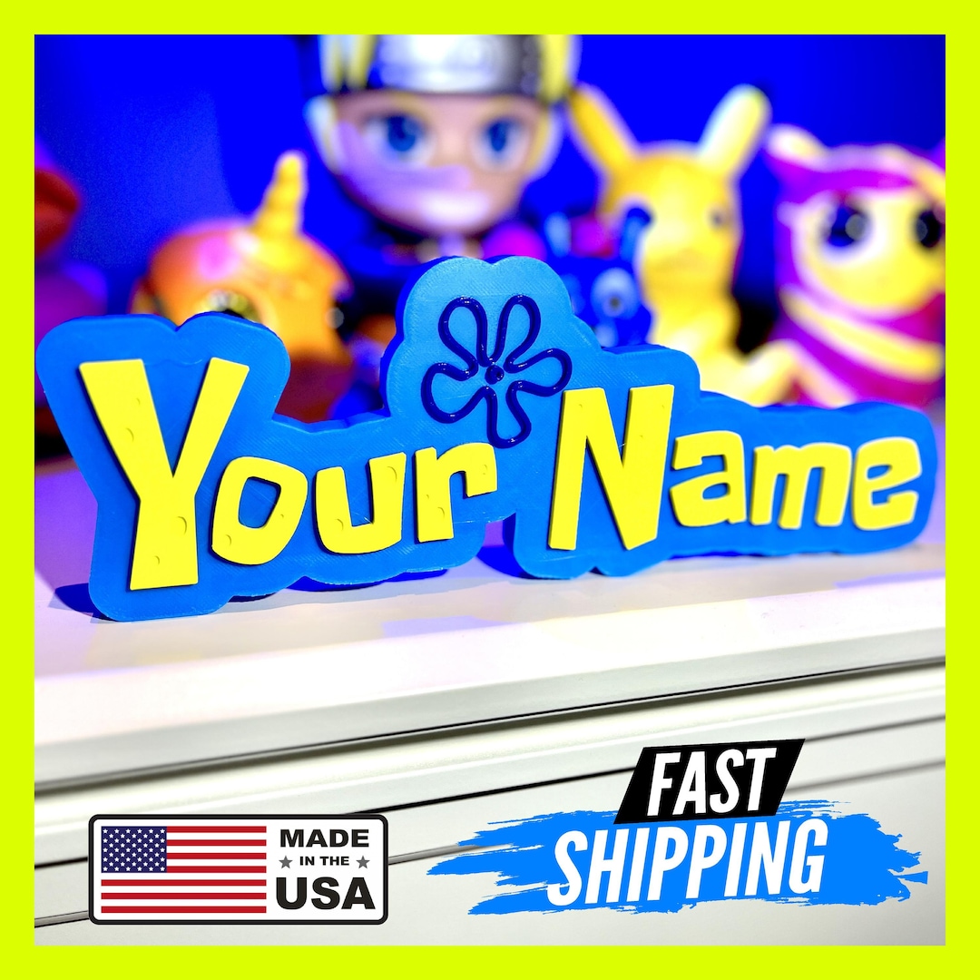 Personalized Sponge Name, Custom Sponge Desk Nameplate, Sponge Style ...