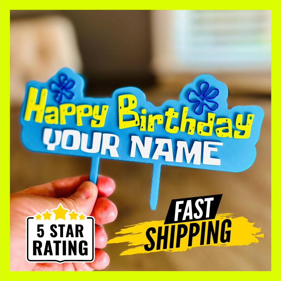 Sponge Cake Topper, Personalized Sponge Themed Birthday, Custom Sponge ...