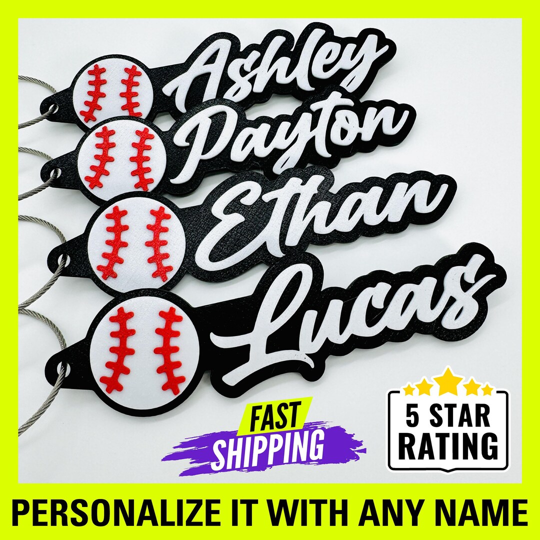 Personalized Baseball Keychain, Custom Bag Tag, Baseball Gift, Custom ...