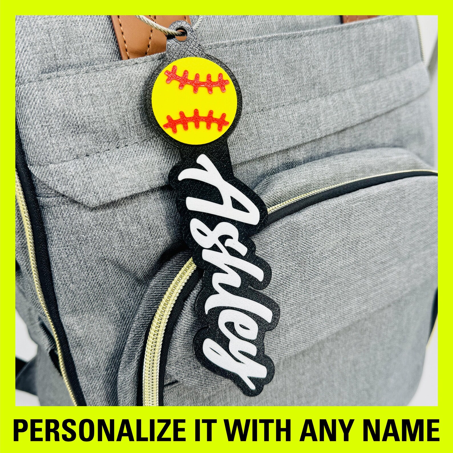 Softball Bag Tag, Personalized Softball Keychain, Custom Softball Name ...