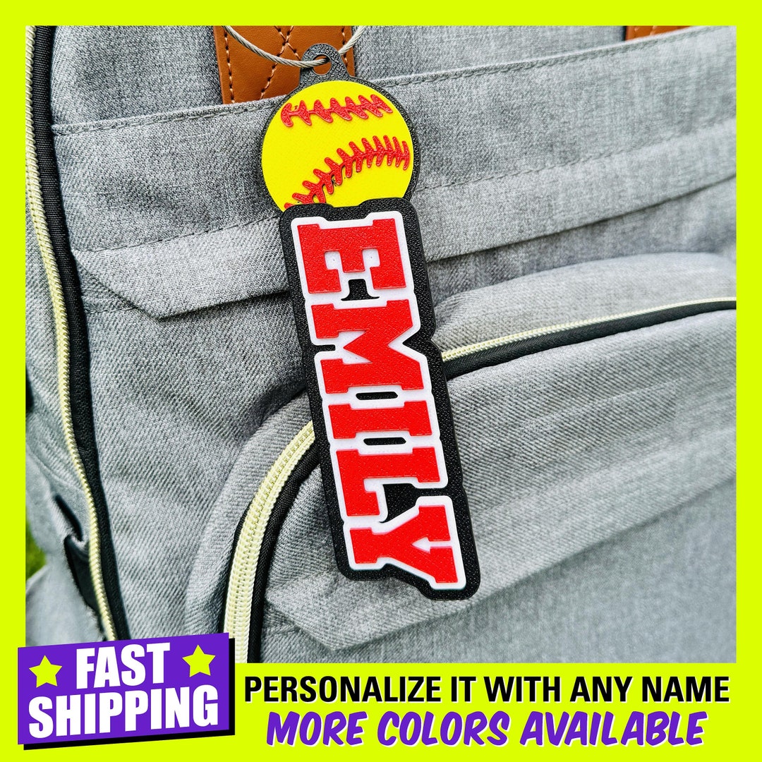 Personalized Softball Bag Tag, Custom Softball Back Pack Tag, Softball ...