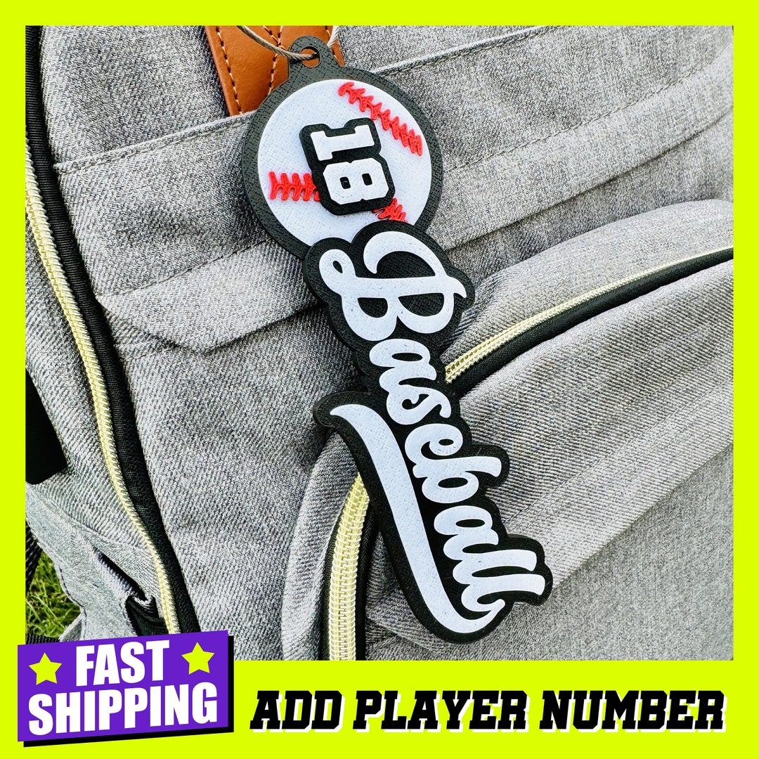 Personalized Baseball Bag Tag, Baseball Player Number Bag Tag, Baseball ...