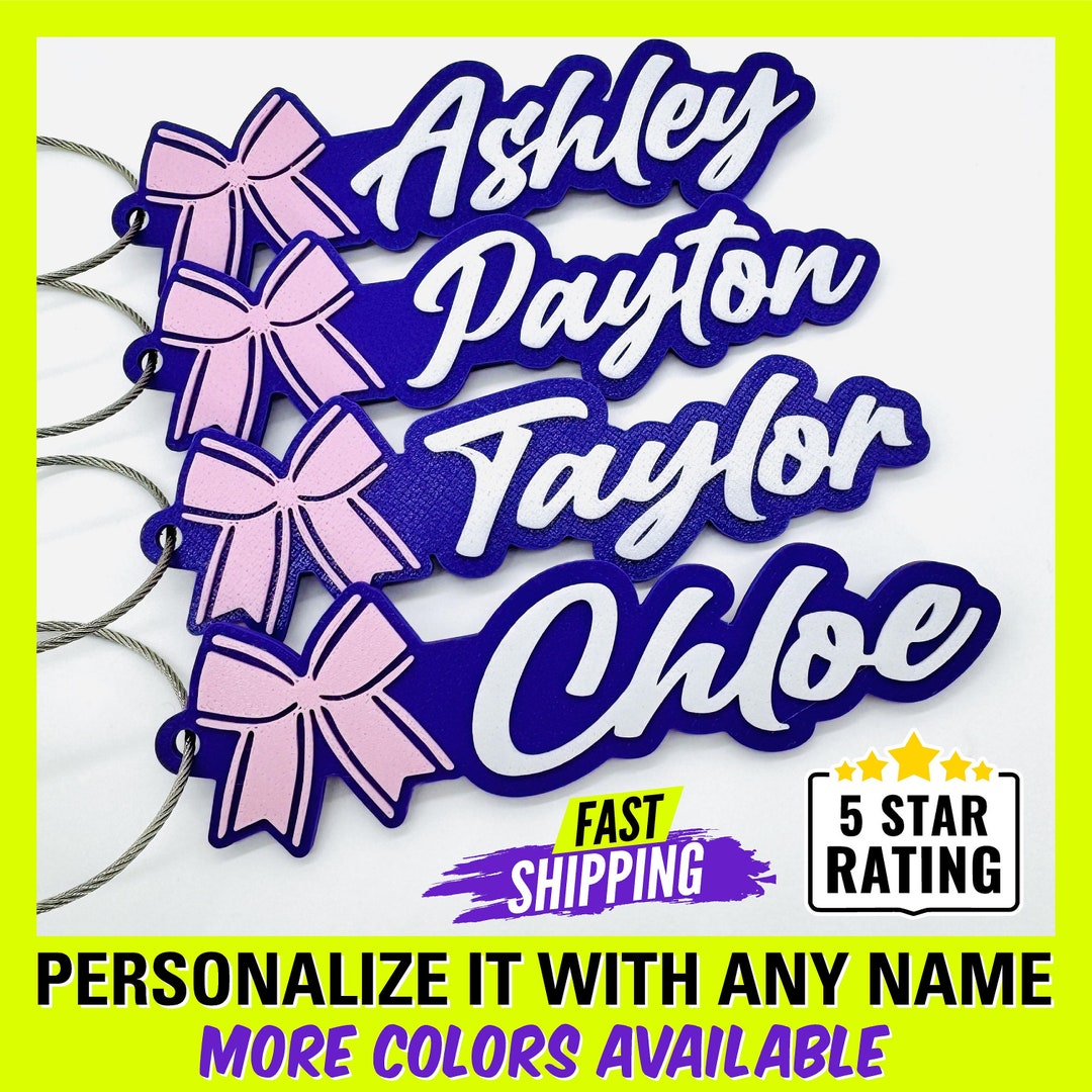 Personalized Cheer Tag, Cheer Keychain, Cheer Name Charm, Personalized ...