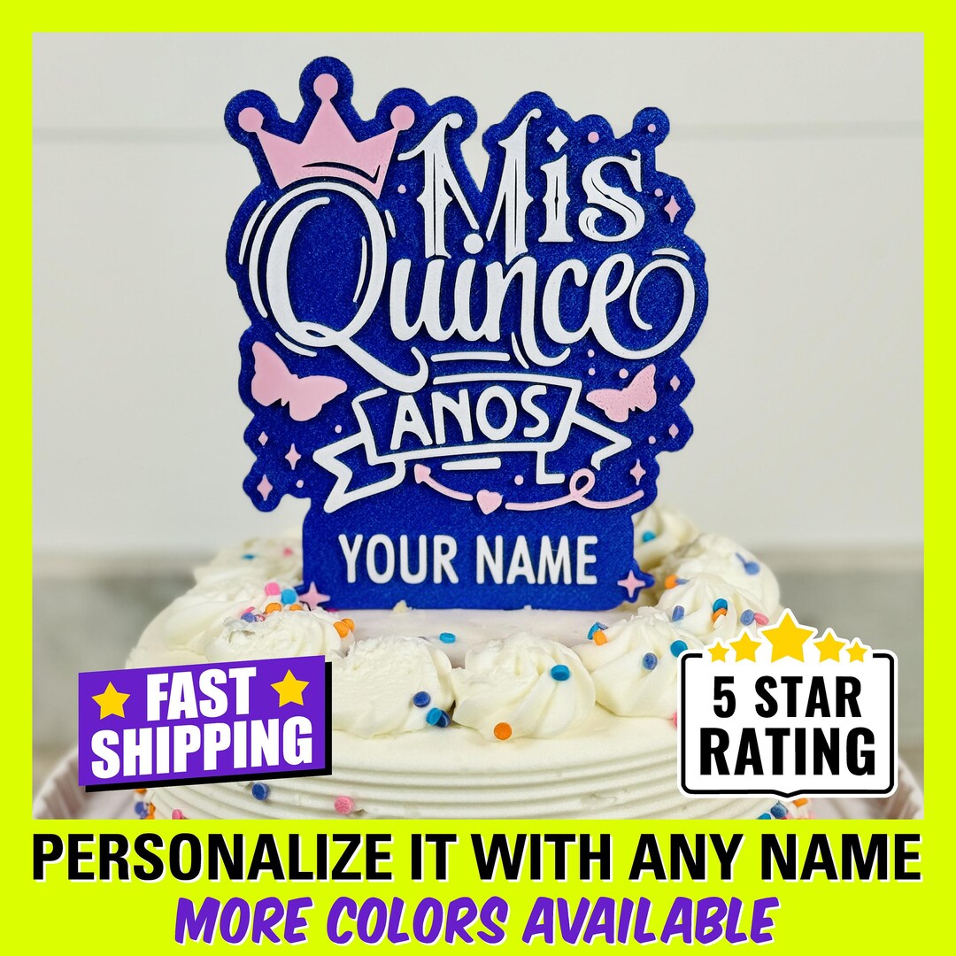 Personalized Mis Quince Cake Topper, Quinceañera Birthday Cake Topper ...
