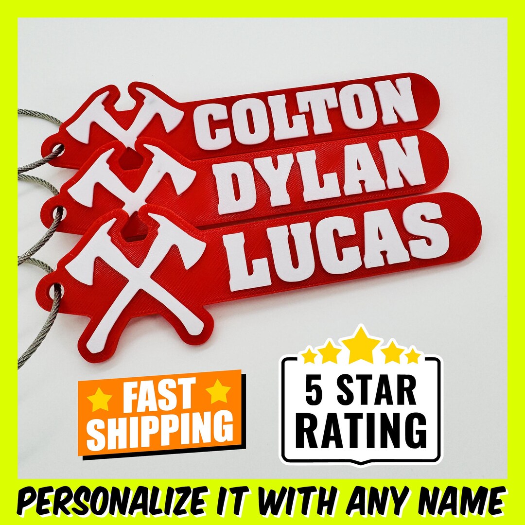 Firefighter Bag Tag, Personalized Fireman Keychain, Custom Fireman Name ...