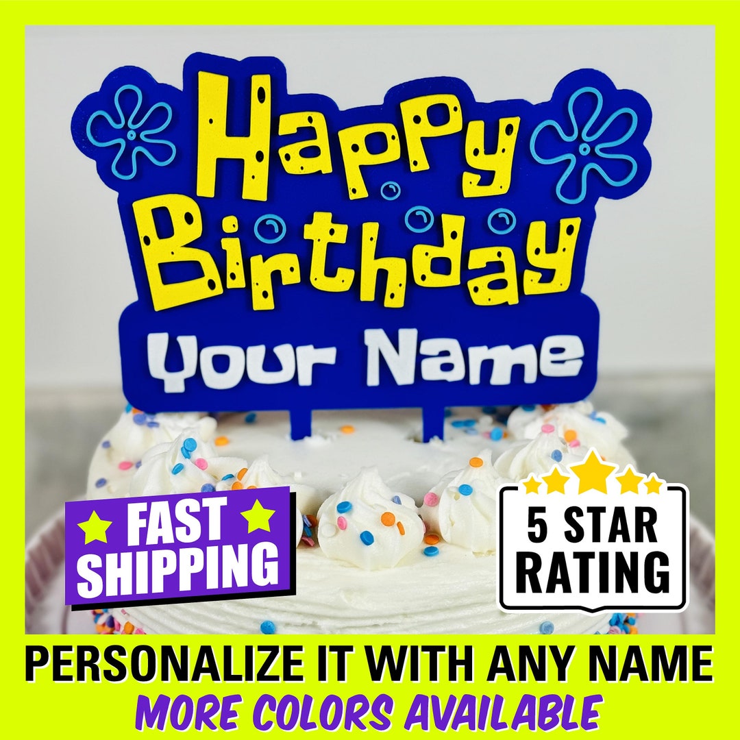 Sponge Cake Topper, Personalized Sponge Themed Birthday, Custom Sponge ...
