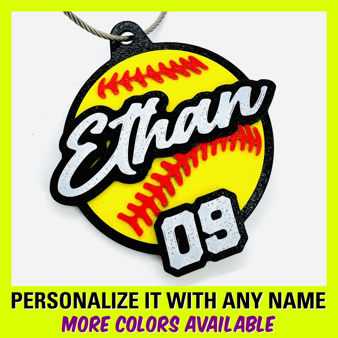Personalized Softball Bag Tag, Softball Team Gift, Custom Softball ...