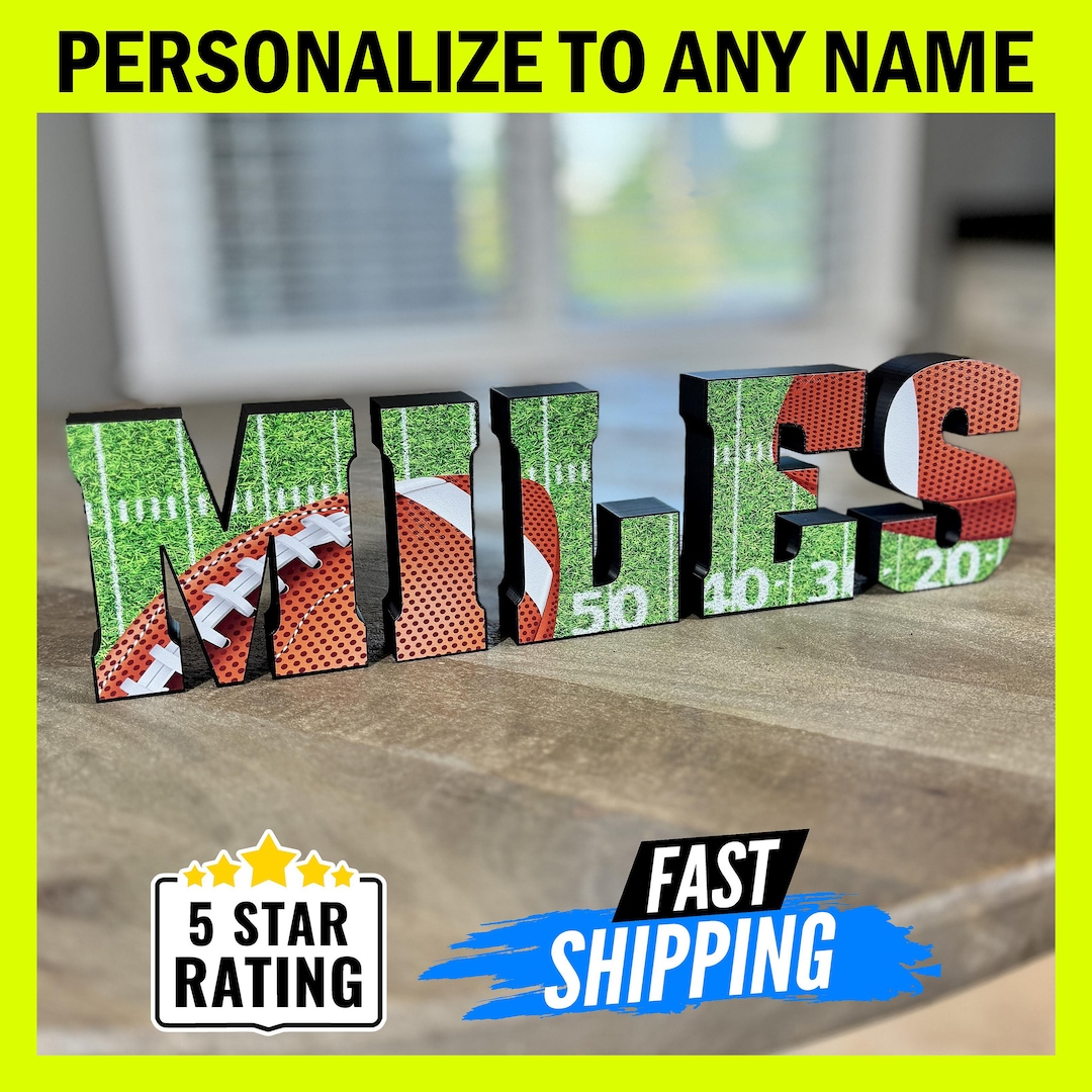Personalized Football Name Letters, Custom Gift for Players, End of ...