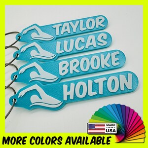 Personalized Swimming Name Tag, Swimmer Keychain, Custom Swimming ...