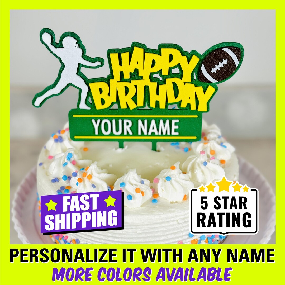 Personalized Football Birthday Cake Topper, Football Birthday Party ...