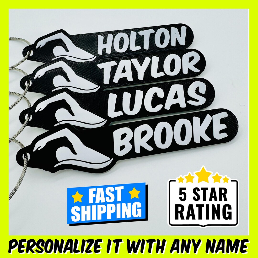 Personalized Swimming Name Tag, Swimmer Keychain, Custom Swimming ...