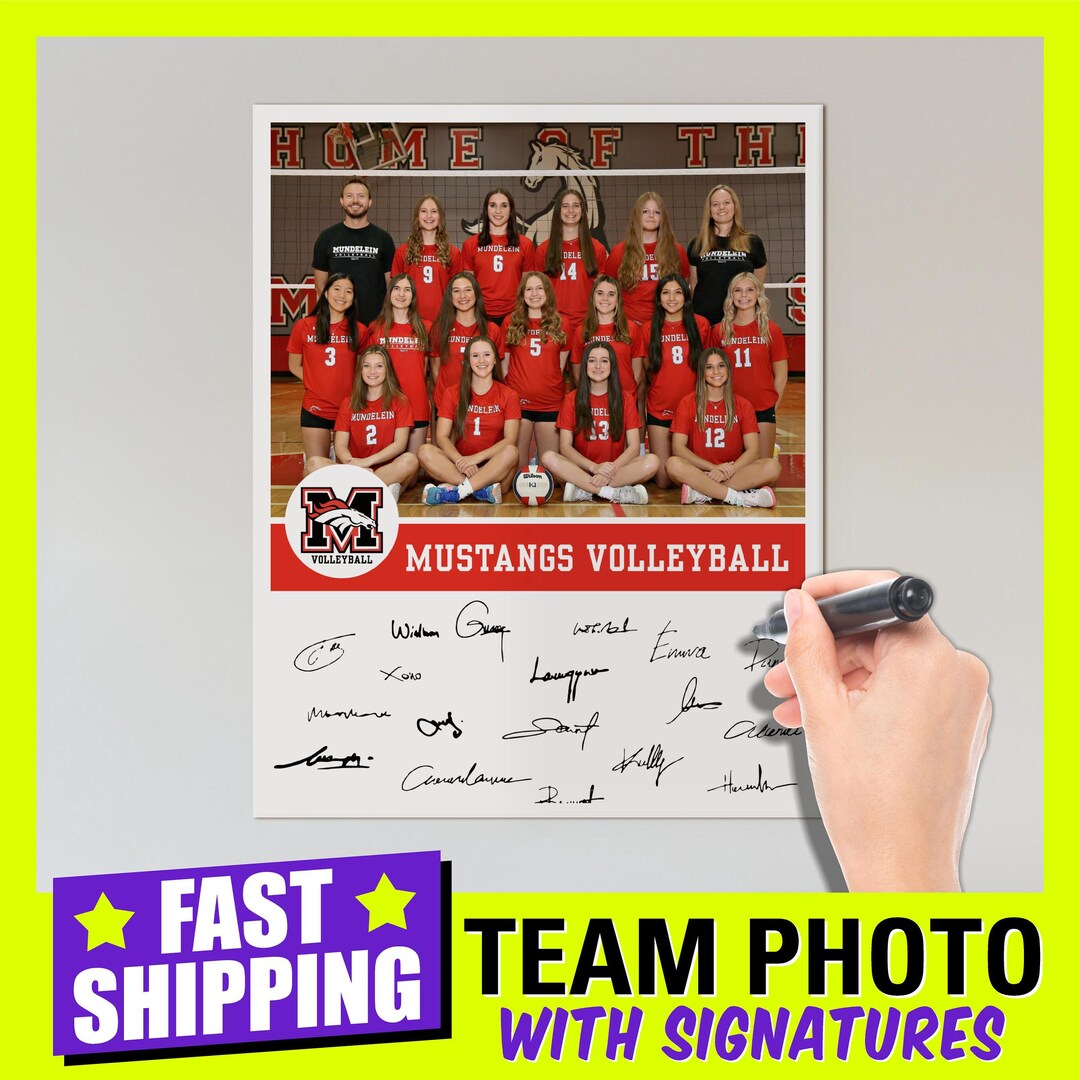 Custom Volleyball Signature Canvas, Volleyball Team Photo With Logo ...